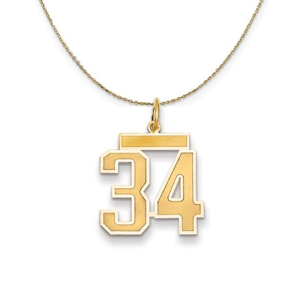 Black Bow Jewelry Co. | Jewelry | 4k Yellow Gold Jersey Med Number 34 ...